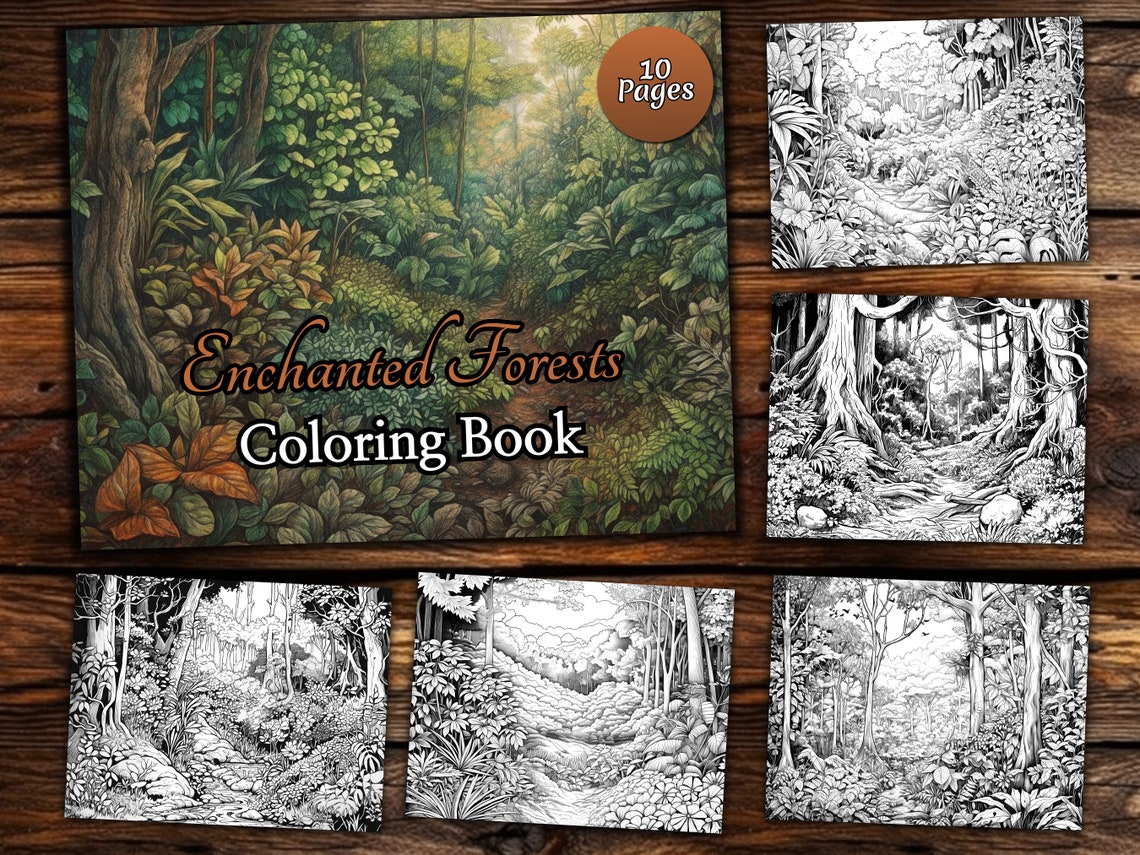 Enchanted Forest Coloring Page Book Fantasy Coloring Book - Etsy