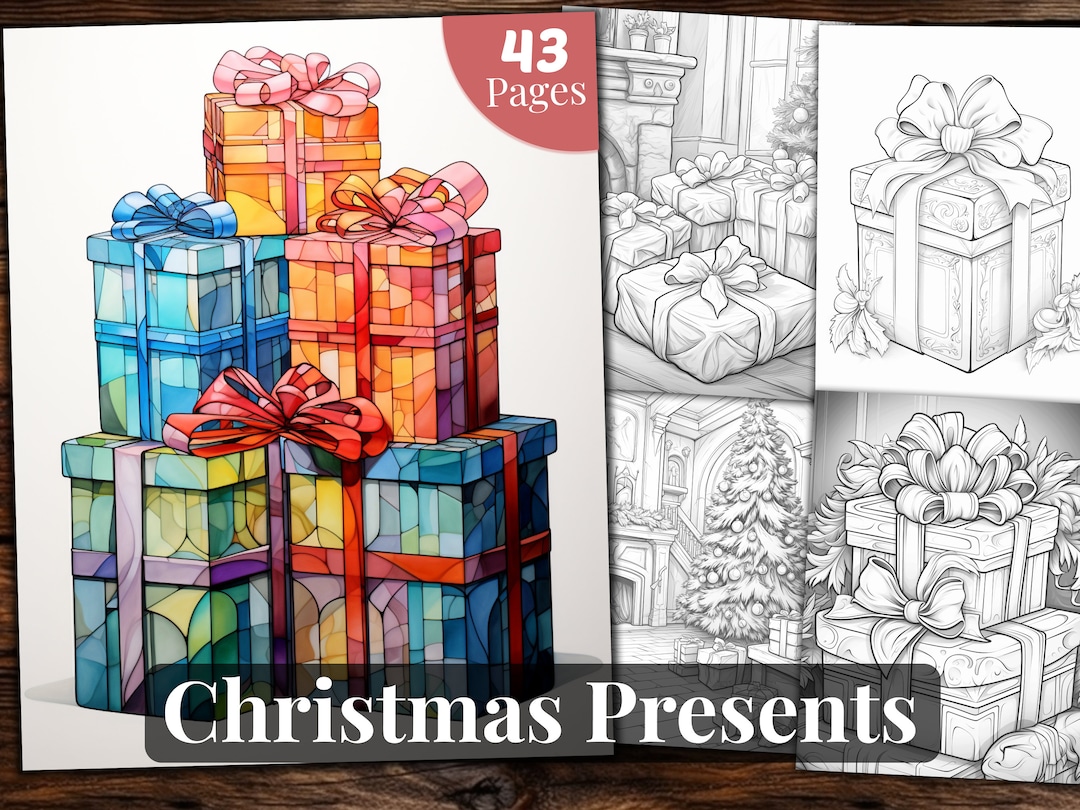 Christmas Presents Coloring Book: 43 Grayscale Pages (printable PDF) - Etsy
