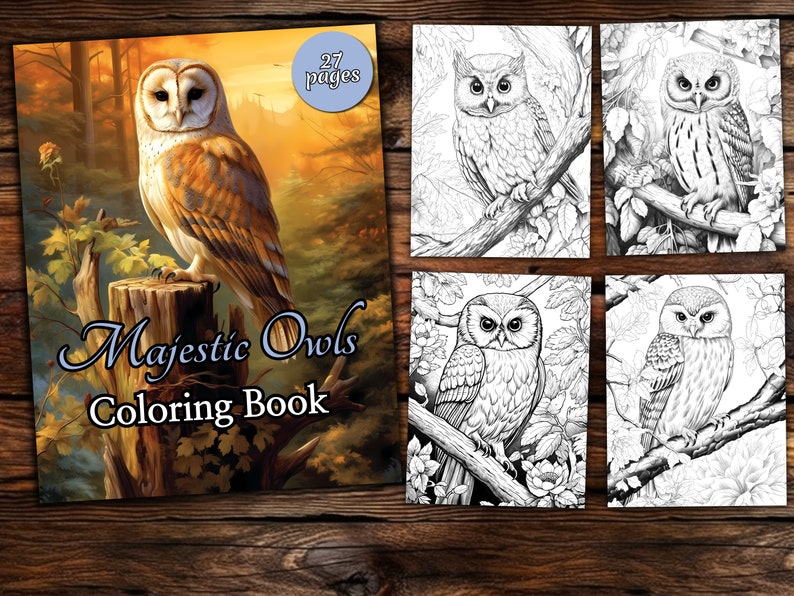 Majestic Owl Coloring Page Book Fantasy Coloring Book Adult - Etsy