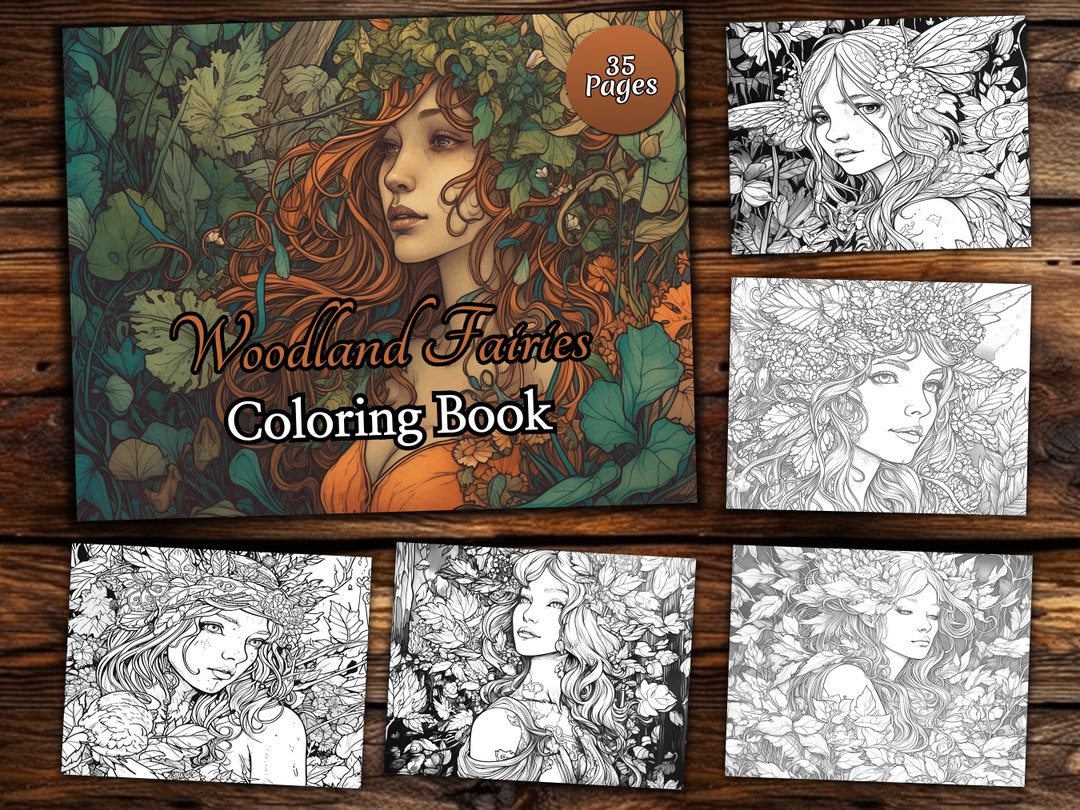 Forest Fairy Coloring Page Book, Fantasy Coloring Book, Adult Coloring ...