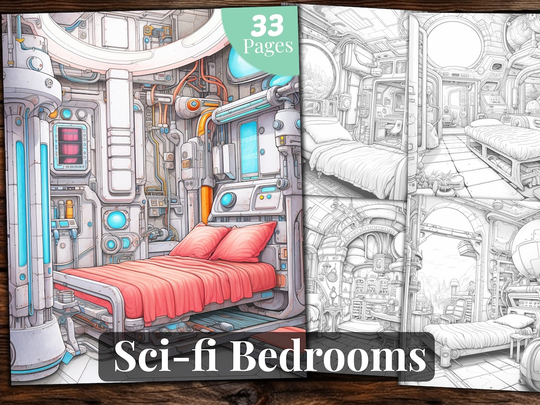 Sci-fi Bedrooms Coloring Book: 33 Printable Pages (PDF) - Etsy