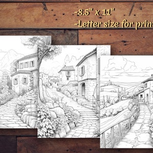 Italian Countryside Coloring Book: 40 Grayscale Pages (printable PDF ...