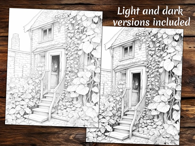 Overgrown Brick Buildings Coloring Page Book Fantasy Coloring - Etsy