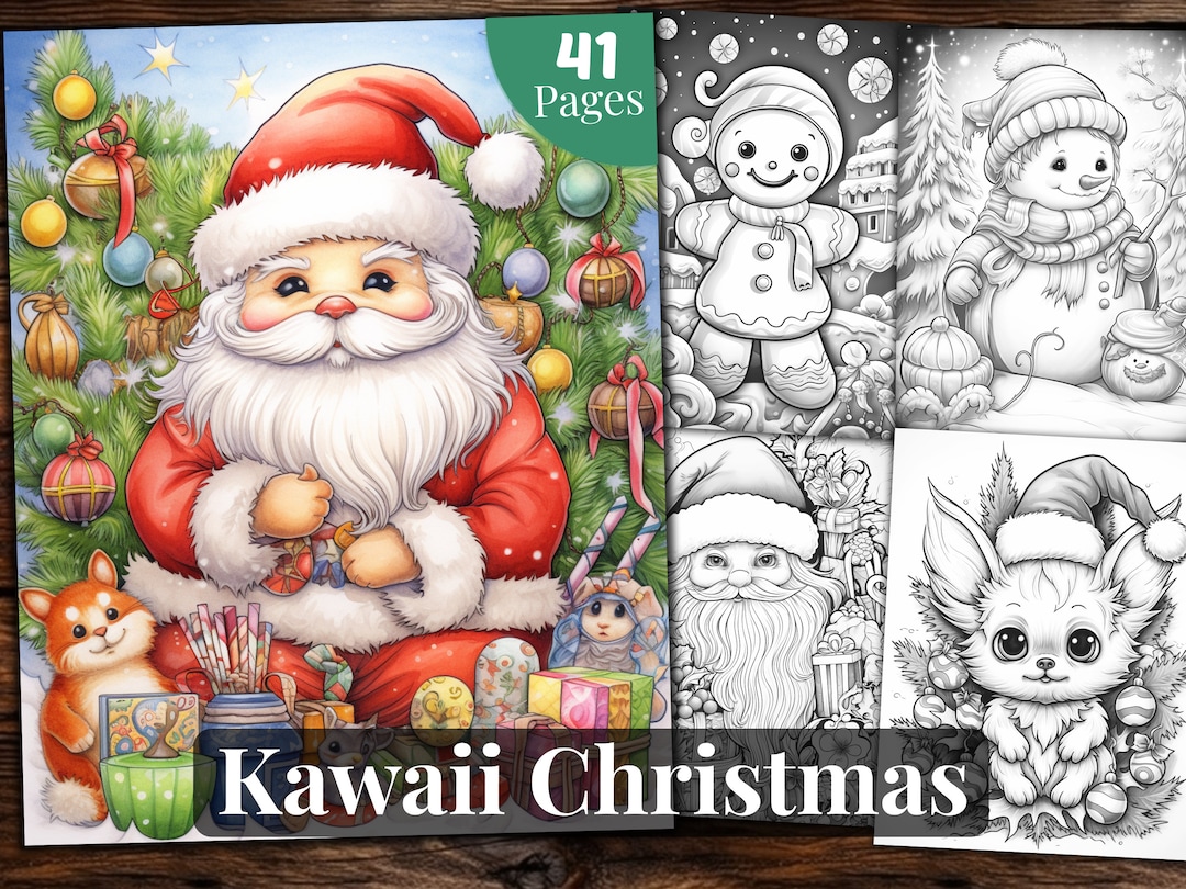 Kawaii Christmas Coloring Book: 41 Printable Pages (PDF) - Etsy