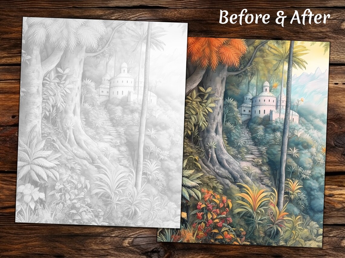 Magic Forest Coloring Page Book Fantasy Coloring Book Adult - Etsy