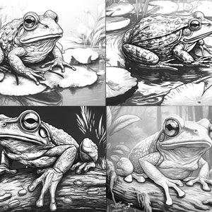 Frogs and Toads Grayscale Coloring Book: Fantasy Animal Designs (PDF ...