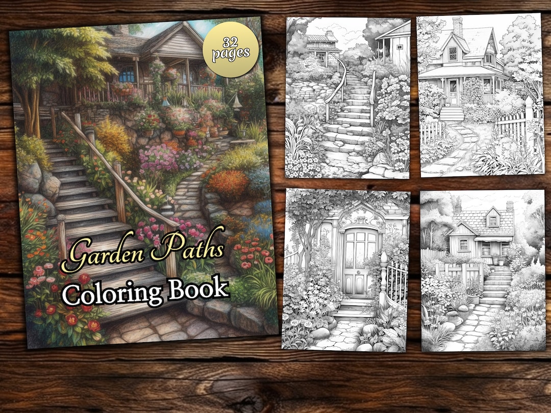 Garden Paths Coloring Page Book, Fantasy Coloring Book, Adult Coloring ...