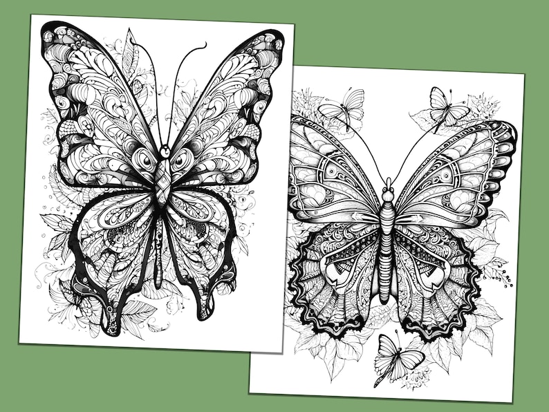 Butterfly Mandala Fantasy Coloring Page Book Adults Kids - Etsy