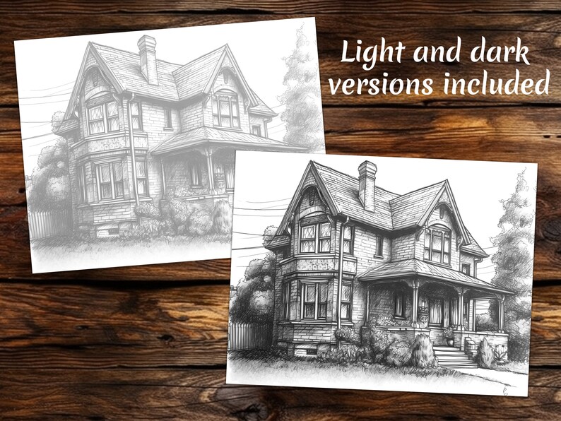 Brick House Coloring Book: Grayscale Cottagecore Fantasy (PDF) - Etsy