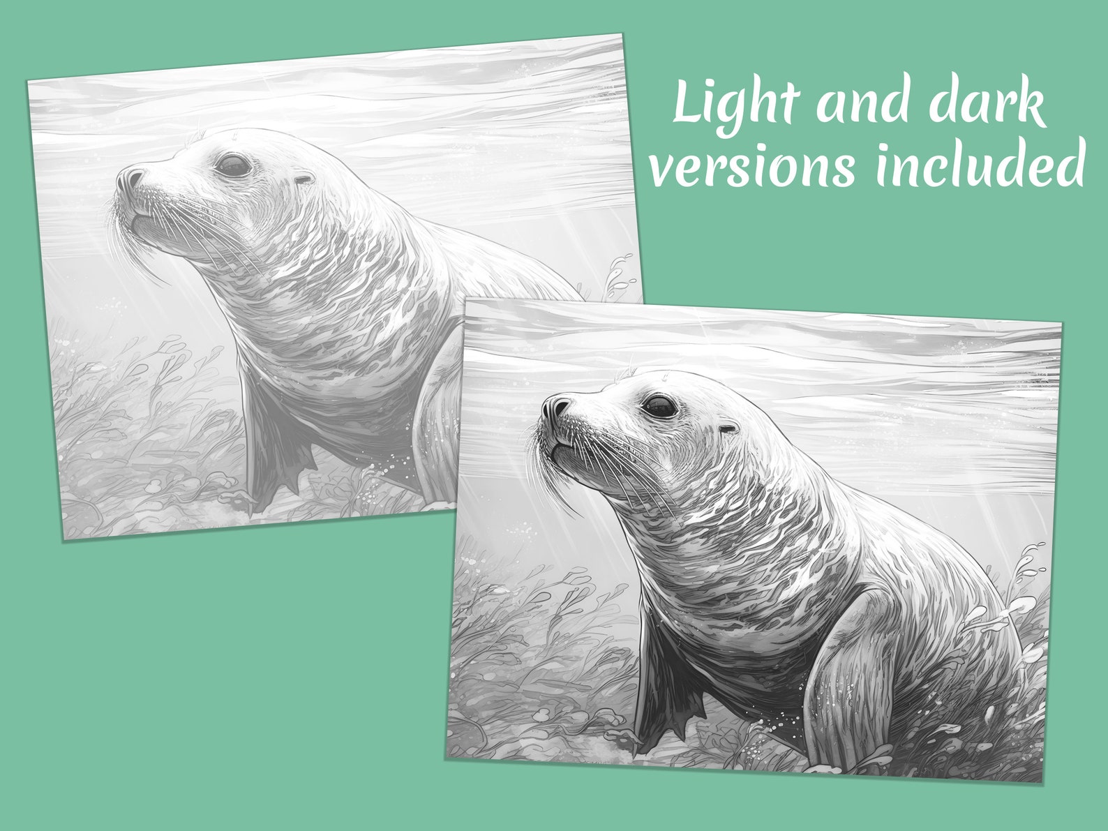 Underwater Animals Coloring Page Book Adults & Kids Instant - Etsy