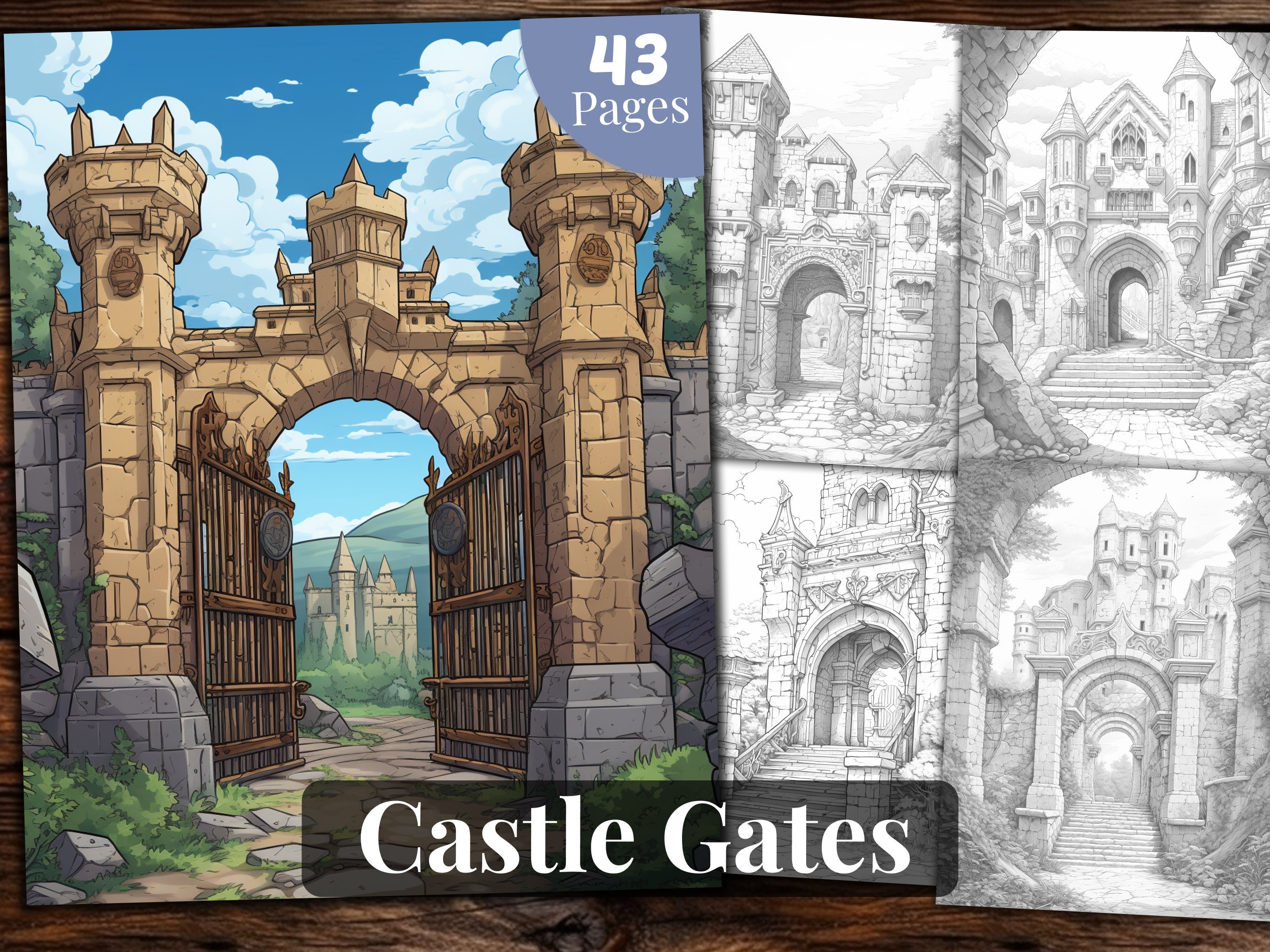 Castle Gates Coloring Book 43 Coloring Pages for Adults and - Etsy