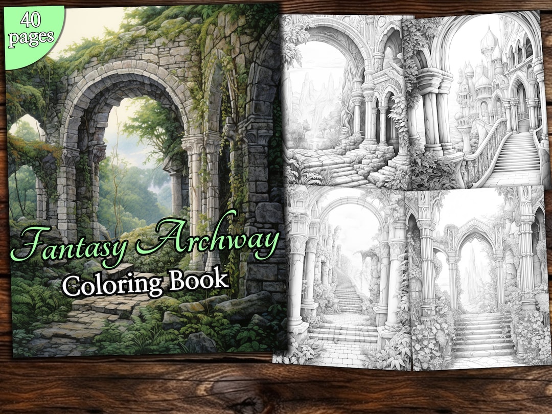 Fantasy Archways Coloring Book: Grayscale Illustrations (PDF Download ...