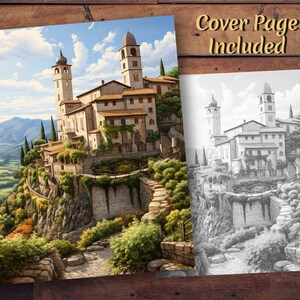 Italian Countryside Coloring Book: 40 Grayscale Pages (printable PDF ...