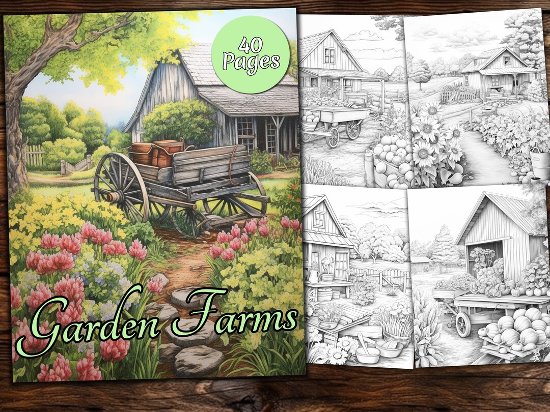 Garden Farms Coloring Page Book, Fantasy Coloring Book, Adult Coloring ...