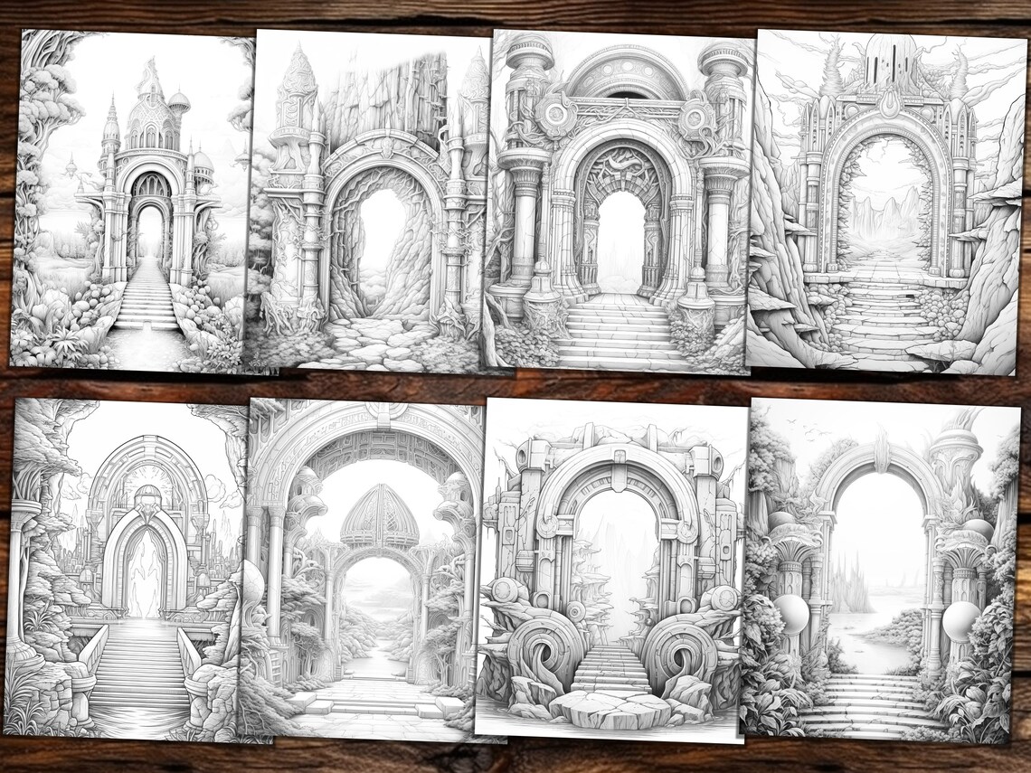 Enchanted Portals Coloring Page Book Fantasy Coloring Book - Etsy