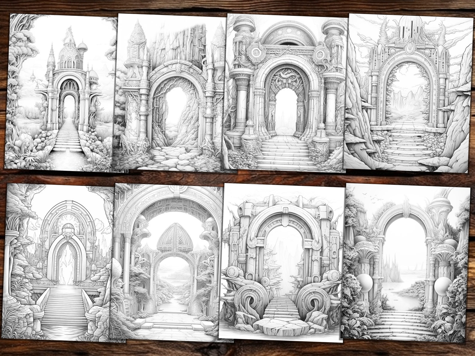 Enchanted Portals Coloring Page Book Fantasy Coloring Book - Etsy