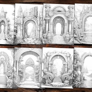Enchanted Portals Coloring Page Book, Fantasy Coloring Book, Adult ...