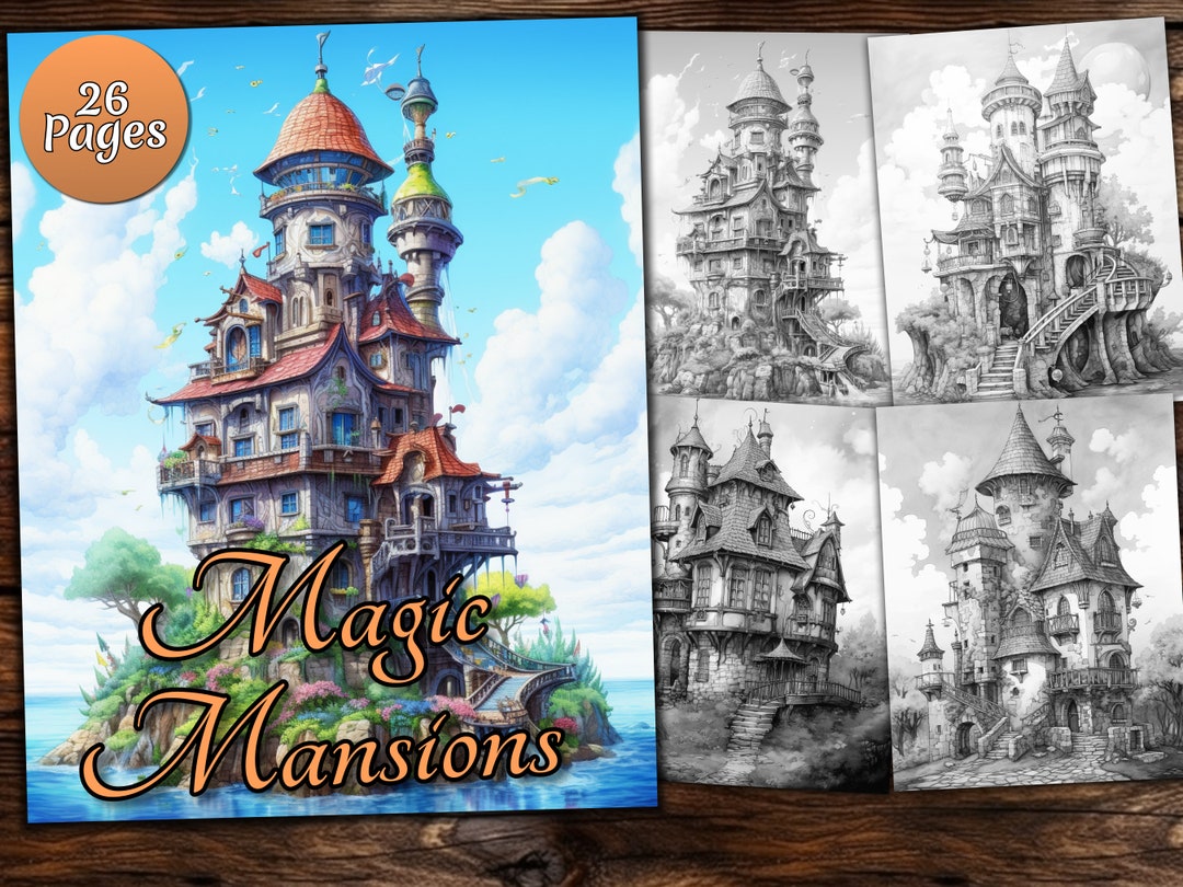 Magic Houses Coloring Page Book, Fantasy Coloring Book, Adult Coloring ...