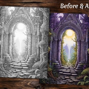 Enchanted Portals Coloring Page Book, Fantasy Coloring Book, Adult ...