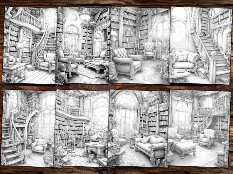 Enchanted Library Coloring Page Book Fantasy Coloring Book - Etsy
