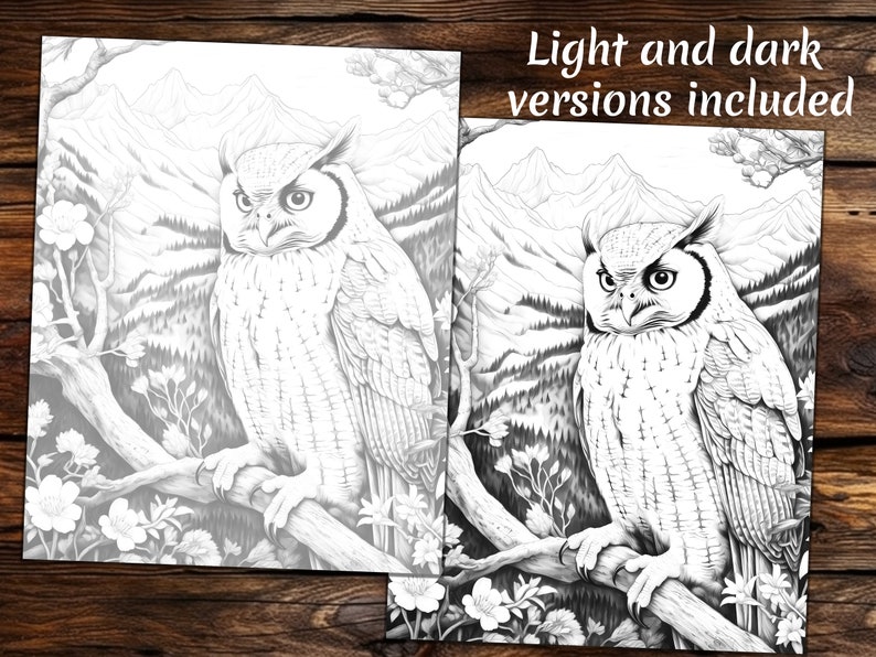 Majestic Owl Coloring Page Book Fantasy Coloring Book Adult - Etsy