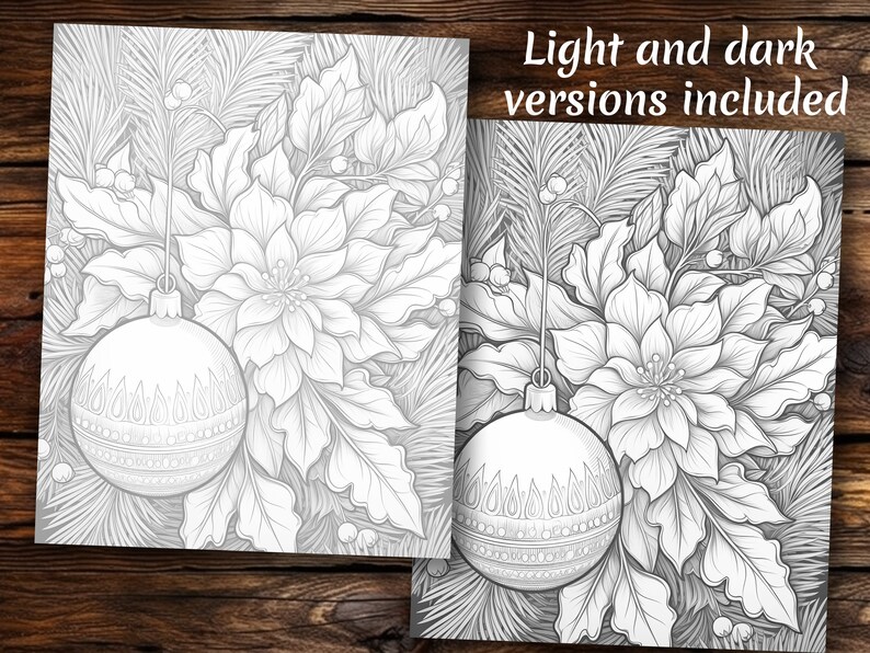 Christmas Ornaments Coloring Book: 39 Grayscale Pages (printable PDF ...