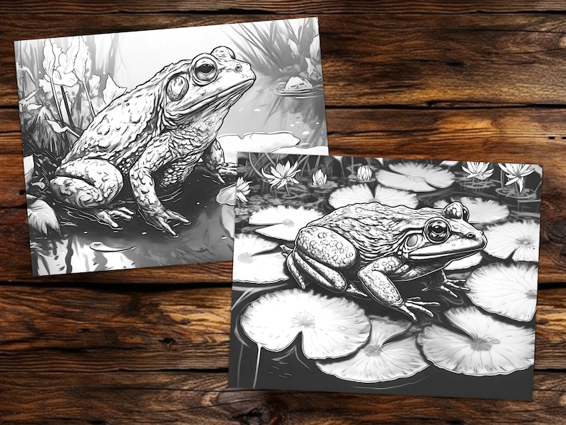 Frogs and Toads Grayscale Coloring Book: Fantasy Animal Designs (PDF ...