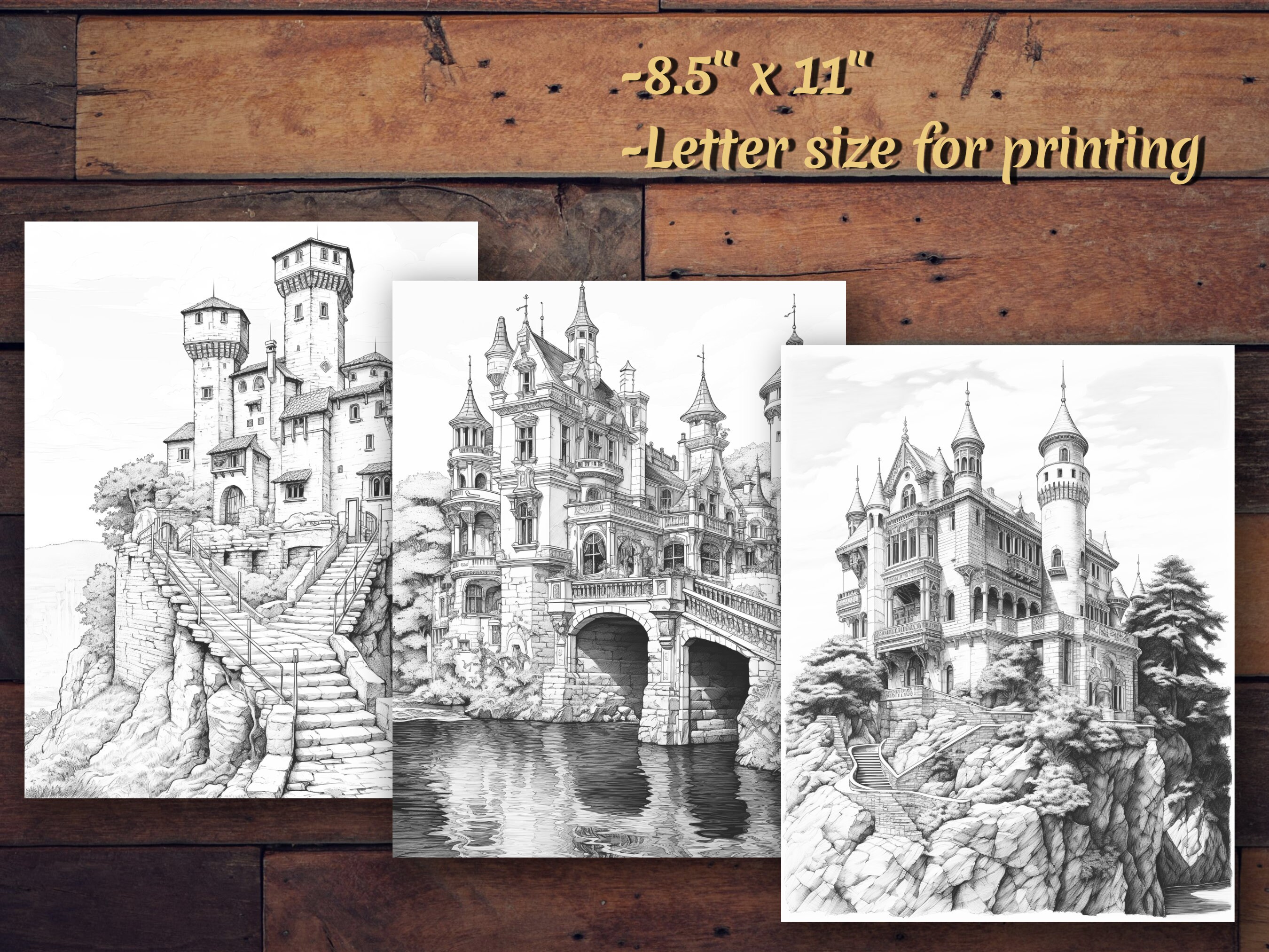 Italian Castles Coloring Book: 40 Grayscale Pages (printable PDF) - Etsy