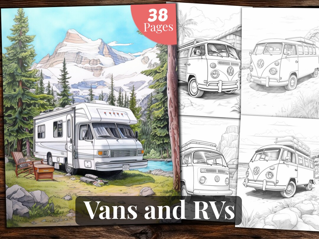 Vans and Rvs Coloring Book: 38 Printable Pages (PDF) - Etsy