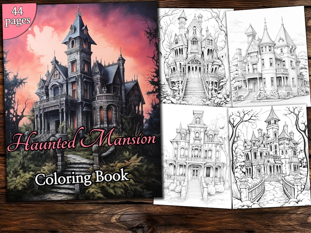 Haunted Mansions Coloring Book: Grayscale Fantasy Art (PDF) - Etsy