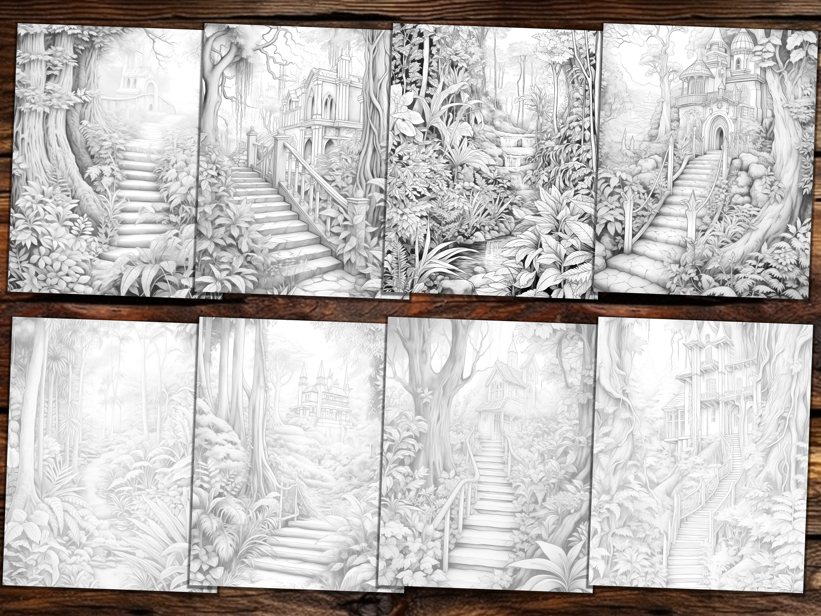 Magic Forest Coloring Page Book Fantasy Coloring Book Adult - Etsy