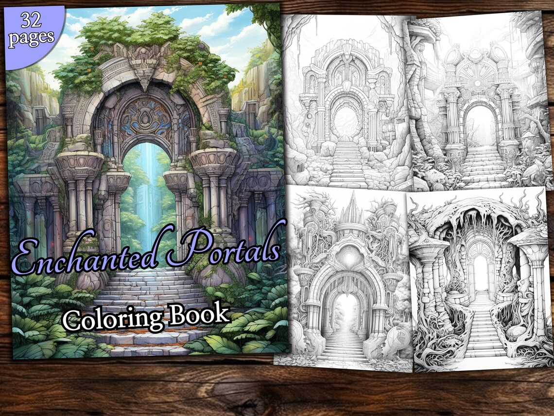 Enchanted Portals Coloring Page Book Fantasy Coloring Book - Etsy