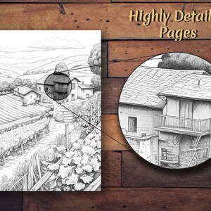 Italian Countryside Coloring Book: 40 Grayscale Pages (printable PDF ...