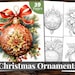 Christmas Ornaments Coloring Book: 39 Grayscale Pages (printable PDF ...
