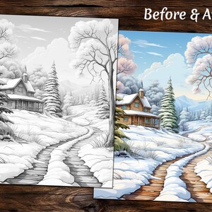 Winter Scenes Coloring Page Book, Fantasy Coloring Book, Adult Coloring ...