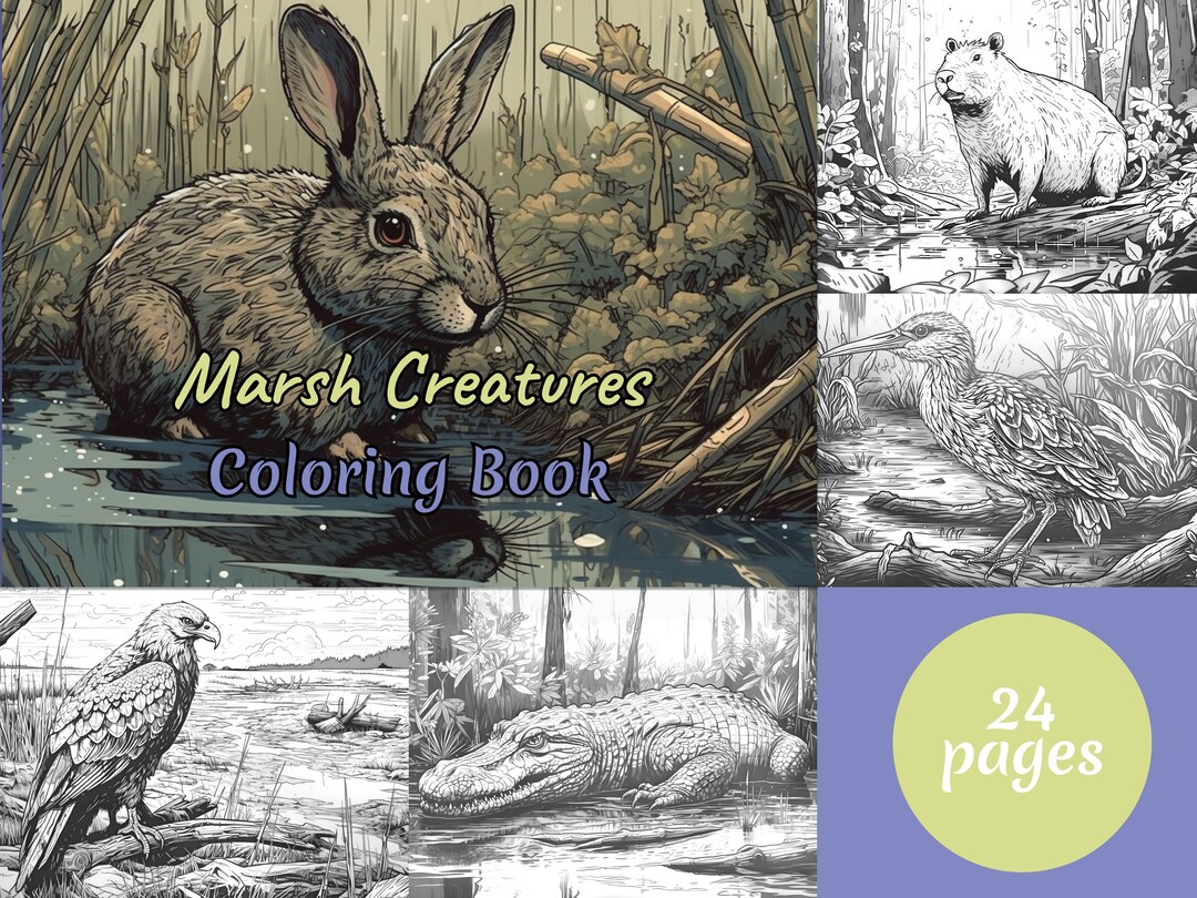Marsh Creatures Page Book, Fantasy Coloring Book, Adult Coloring Book ...