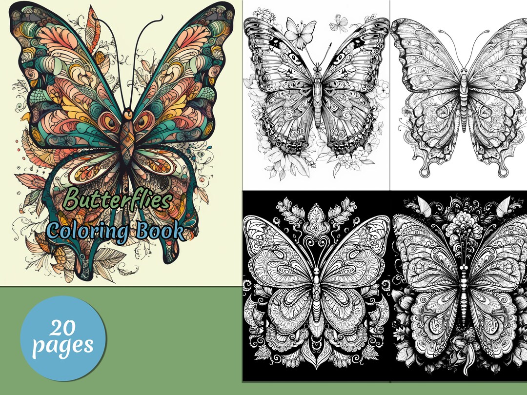 Butterfly Mandala Fantasy Coloring Page Book, Adults + Kids- Instant ...