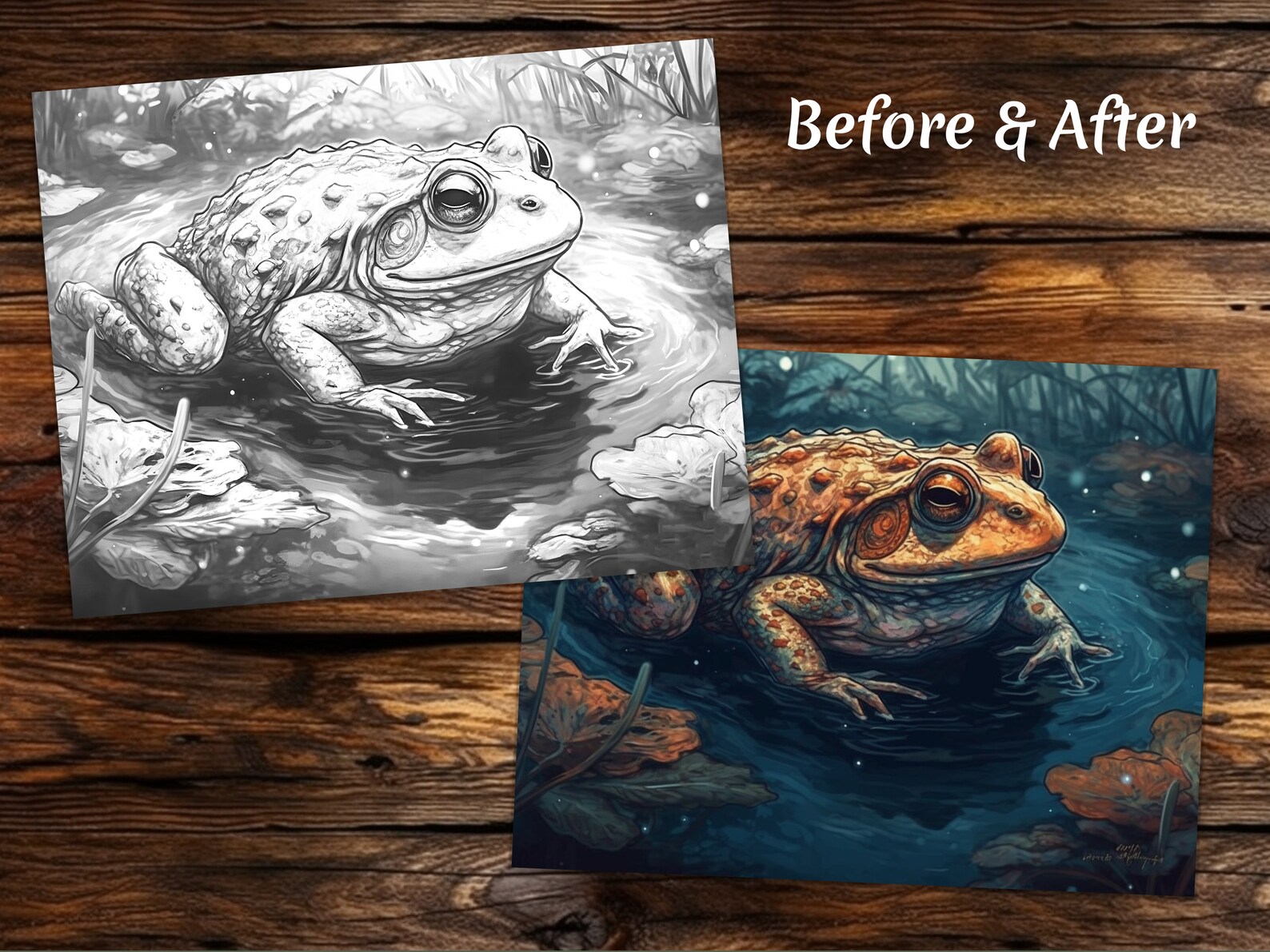 Frogs and Toads Grayscale Coloring Book: Fantasy Animal Designs (PDF ...