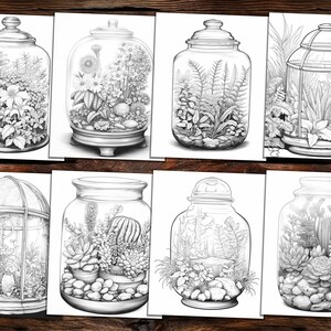 Terrariums Coloring Book: 32 Grayscale Pages, Adults & Kids (printable ...