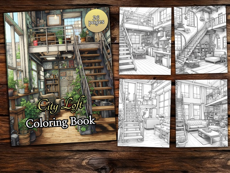 City Lofts Coloring Page Book Fantasy Coloring Book Adult - Etsy