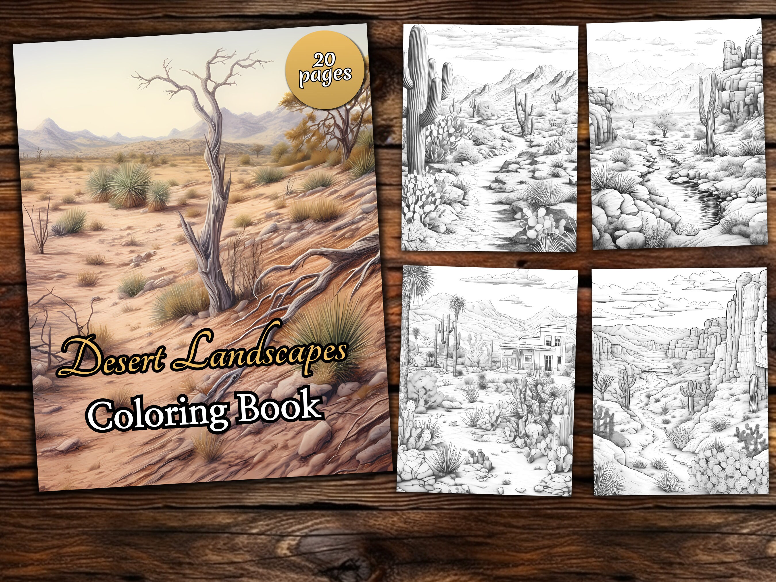 Desert Scenery Coloring Book Page
