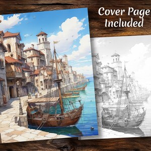 Medieval Ports Coloring Book, 39 Coloring Pages, for Adults and for ...