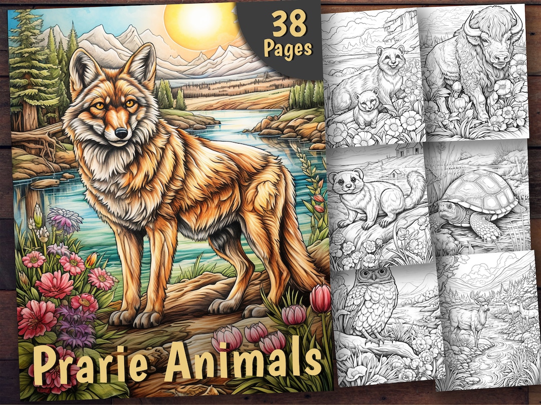 Prarie Animals Coloring Book, 38 Coloring Pages, for Adults and Kids ...