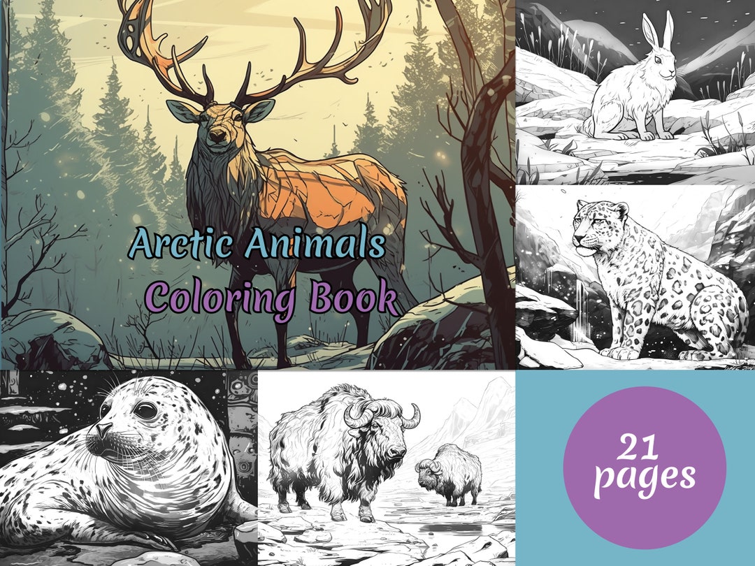 Arctic Animals Grayscale Coloring Book: Fantasy Art (printable PDF) - Etsy