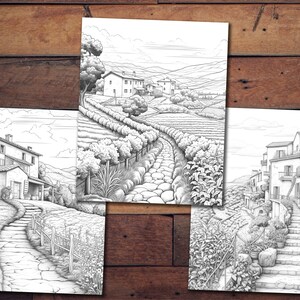 Italian Countryside Coloring Book: 40 Grayscale Pages (printable PDF ...