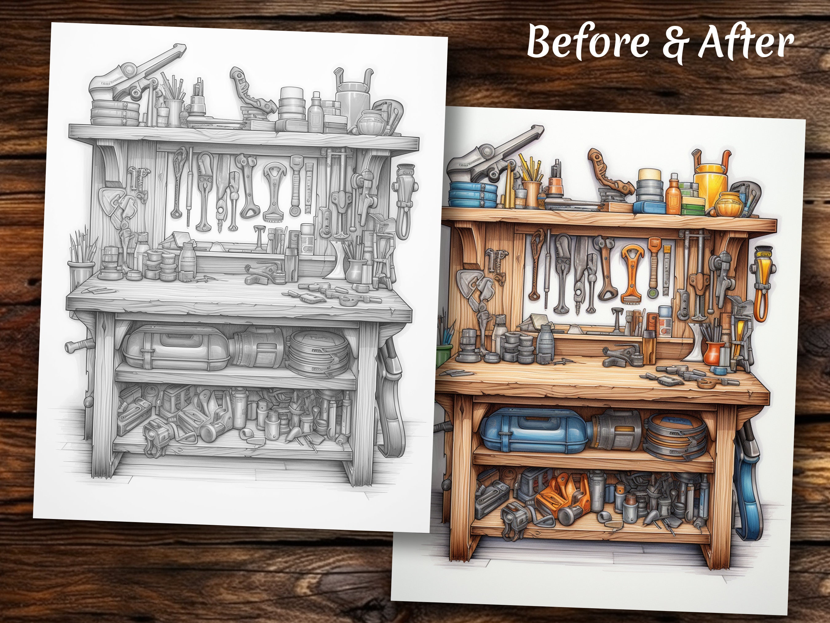 Workbench Coloring Book 50 Coloring Pages for Adults and for - Etsy