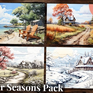 Four Seasons Coloring Book Pack, 200 Coloring Pages, for Adults and for ...