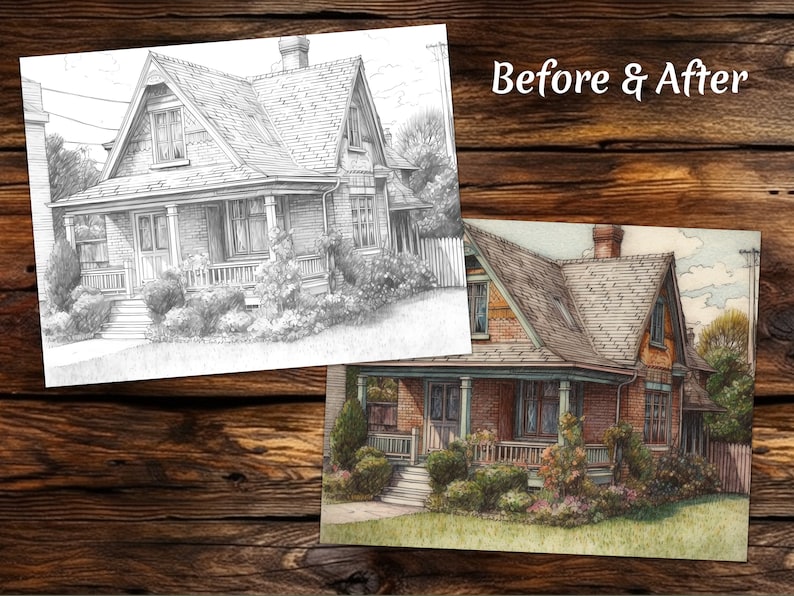 Brick House Coloring Book: Grayscale Cottagecore Fantasy (PDF) - Etsy