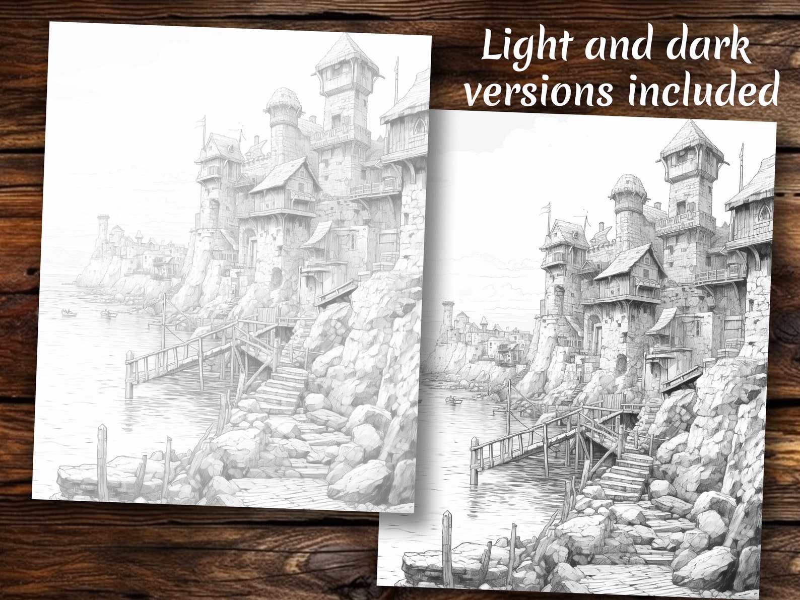 Medieval Ports Coloring Book, 39 Coloring Pages, for Adults and for ...