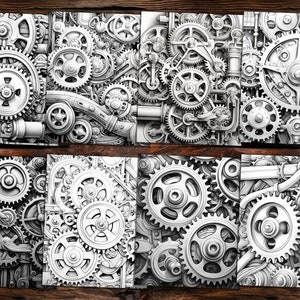 Gears Coloring Page Book, Fantasy Coloring Book, Adult Coloring Book ...